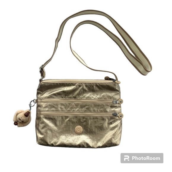 Kipling | Bags | Kipling Alvar Metallic Gold Crossbody Purse Bag ...